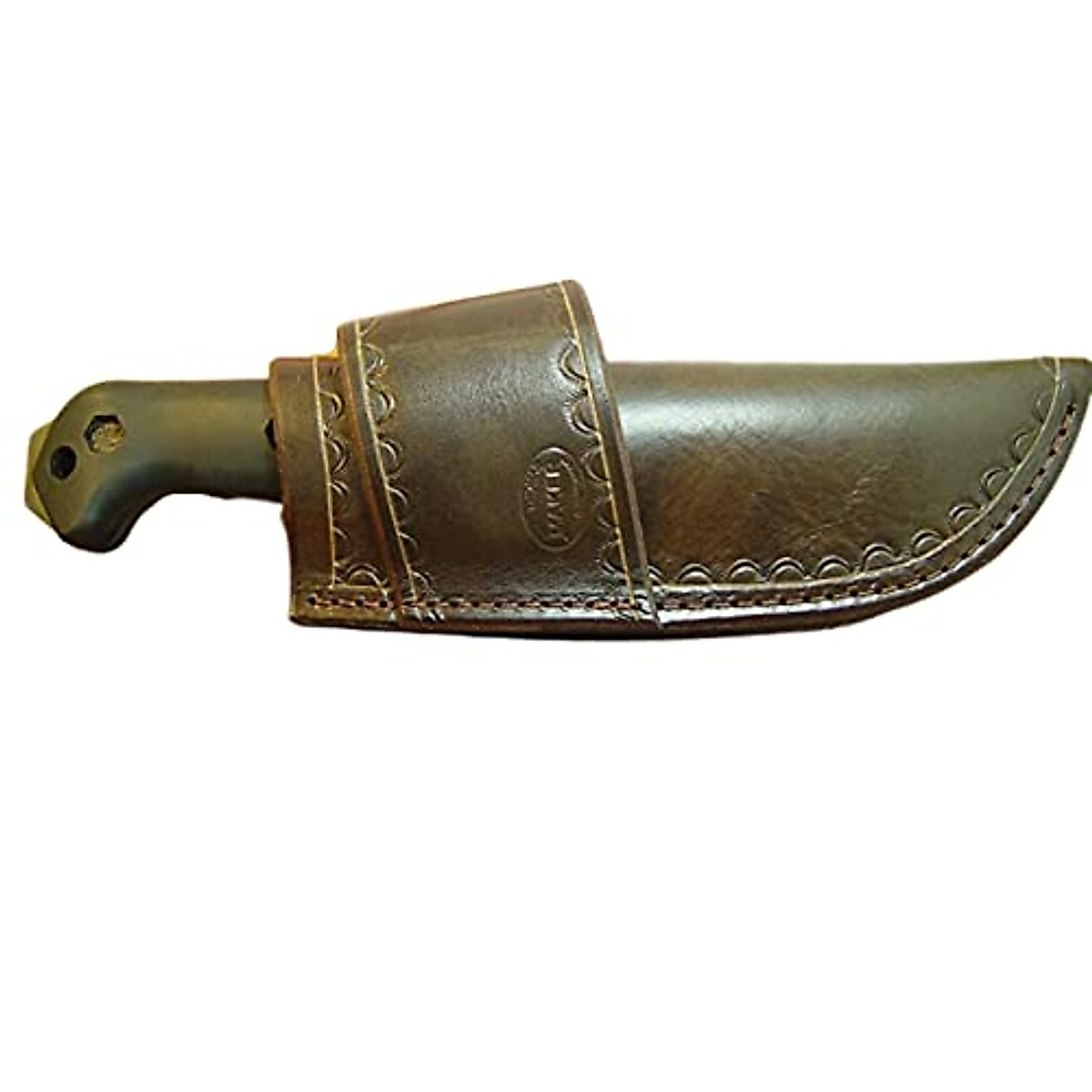Custom Cross Draw Sheath for a Bk 2 and the BK 1O Knife Hand Tooled Dyed Dark Brown