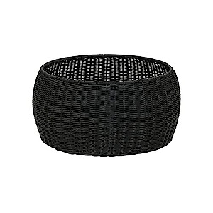 Household Essentials Handwoven Resin Storage Stool Ottoman, Black
