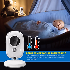 SereneLife Video Baby Monitor Long Range - Upgraded 850’ Wireless Range, Night Vision, Temperature Monitoring and Portable 2” Color Screen USA SLBCAM20