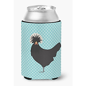 Caroline's Treasures BB8008CC Polish Poland Chicken Blue Check Can or Bottle Hugger Cooler Washable Drink Sleeve Collapsible Beverage Insulated Holder, Can Hugger, Multicolor