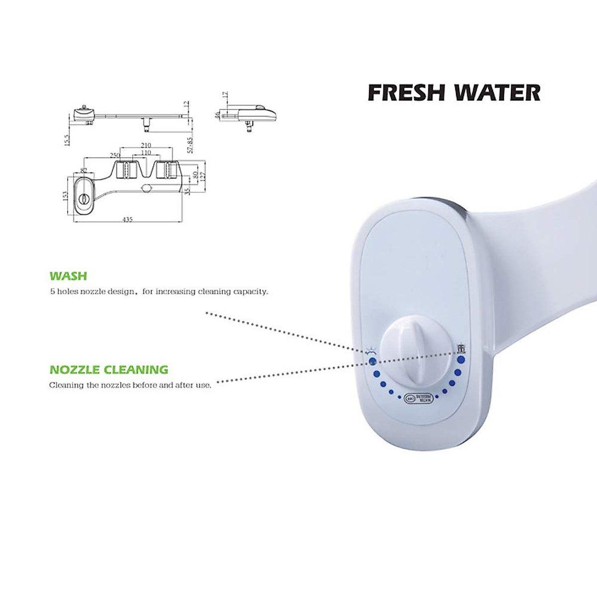 Home Bidet Self-Cleaning Retractable Nozzle Bidet Fresh Water Spray Non-Electric Mechanical Bidet Toilet Seat Attachment (Double nozzle(B))