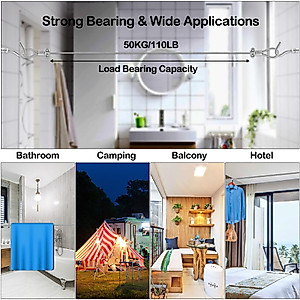 OOTSR Stainless Steel Clothesline, 16.4ft Clothing Wire for Indoor Outdoor, Laundry Drying Rope with Turnbuckle and 6 Clothespins, Heavy Duty Shower Line for Home Camping Accessories