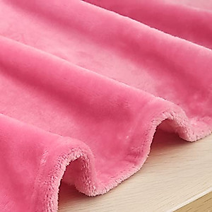 MACEVIA Throw Blanket Flannel Fleece Blankets for Couch Fuzzy Cozy Lightweight Warm Comfort Durability Super Soft Fluffy Plush Blankets for Bed Sofa 260GSM (Pink,50x60inches)