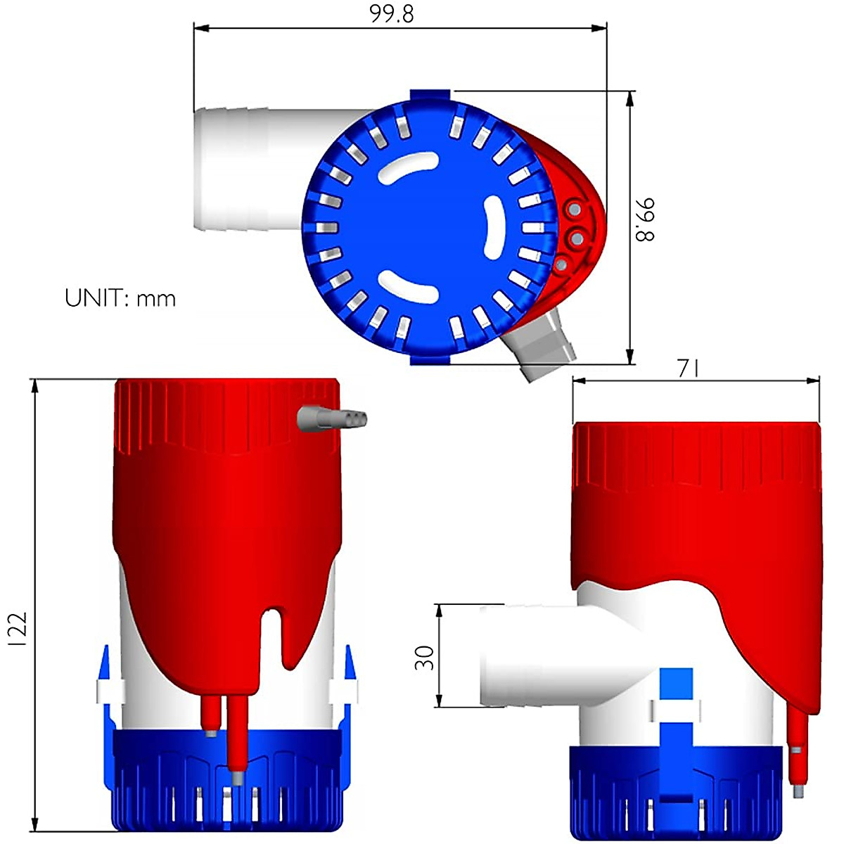 MAKERELE Auto Bilge Pump for Boats 12v 1100GPH Automatic Submersible Boat Bilge Water Pump with Electronic Switch (Outlet Diameter：1 1/8 inch/29mm)…