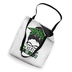 Tu Messy Bun Green Ribbon NF1 Neurofibromatosis Awareness Tote Bag
