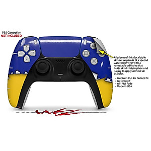 WraptorSkinz Skin Wrap compatible with Sony PS5 DualSense Controller Ripped Colors Blue Yellow (CONTROLLER NOT INCLUDED)