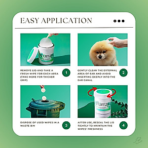 Furray Ear Cleaning Wipes for Dogs and Cats 180 Count | for Small-Medium Breeds | Soothes, Deodorizes, Removes Ear Wax, Ear Relief | Gentle, Aloe Based, Fragrance-Free, pH-Balanced Formula
