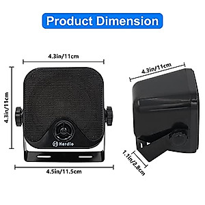 Herdio 4 Inches Heavy Duty Waterproof Boat Marine Bluetooth Speakers Surface Mounted for Camper Skid Steer ATV UTV RZR Golf Cart Tractor
