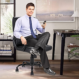 CLATINA Mid Back Leather Office Executive Chair with Lumbar Support and Padded Armrestes Swivel Adjustable Ergonomic Design for Home Computer Desk 4 Pack