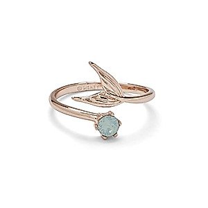 Pura Vida Rose Gold Disney Little Mermaid Fin Open Ring w/Opal Stone - Textured Charm, Brass Base - Size 6