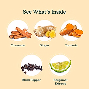 VAHDAM, USDA Organic Turmeric Spice Herbal Tea Bags (15 Count) Non GMO, Gluten Free | Herbal Blend Of Turmeric, Black Pepper, Cinnamon, Bergamot Flavor, Ginger, Cardamom, Lemongrass | Brew As Hot/Iced