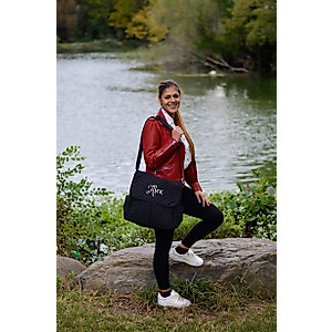 Dream Embroidery PERSONALIZED Large Diaper Bag Messenger Bag Baby Shoulder Bag Monogram (black)