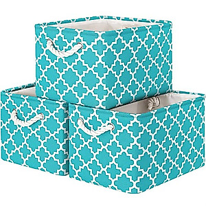 WISELIFE Storage Basket [3-Pack] Large Collapsible Storage Bins Boxes Cubes for Clothes Toys Books, Perfect Storage Organizer w/Handles (Green, 15" x 11" x 9.5")
