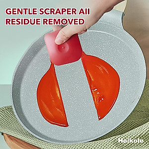 Haikole Pan Scraper 5PCS Plastic Scraper Set,Food Scraper Tool for Cast Iron, Pot and Pan Cleaning,Pan Scraper Tool for Cleaning Grease Burnt Food,Scraper Tool Kitchen (A-Orange Color)