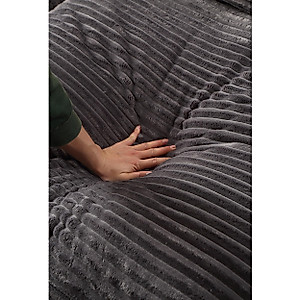 Eafurn Oversized Singel Sleeper Sofa Couch for Living Room Corduroy Upholstered Chaise Lounge Daybed with Thicked Cushions and Throw Pillows for Apartment, Gray