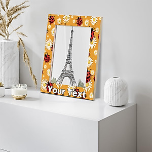 Herdesigns Ladybugs Daisy 8x10 Picture Frame Personalized Custom Text Name Red Ladybugs Wooden Picture Frame for Wall and Tabletop Display, Photo Picture Frame Customized Gift