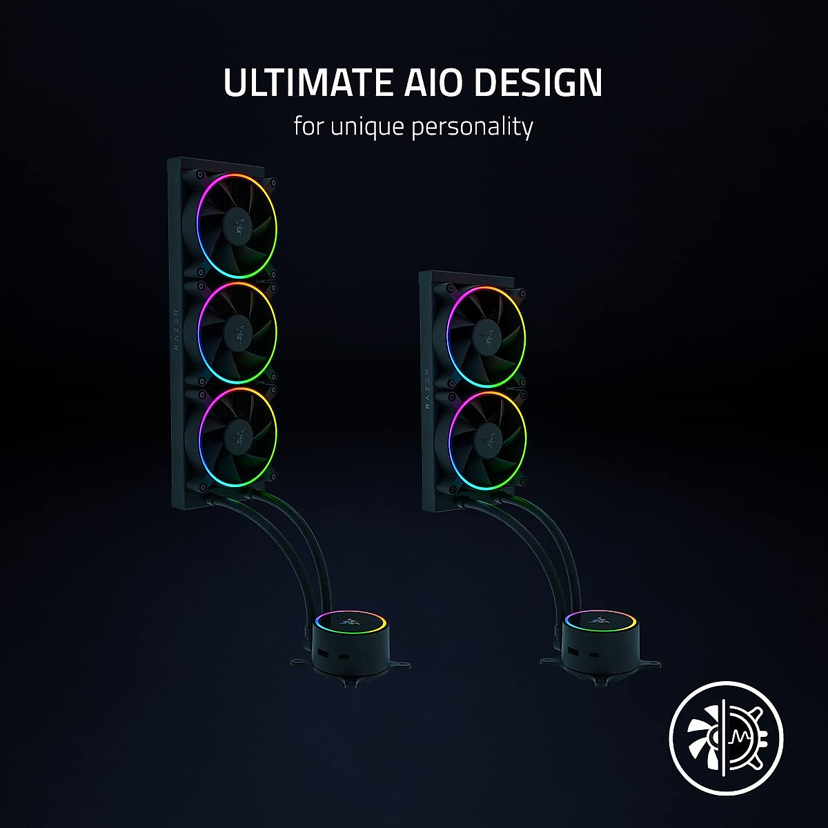 Razer Hanbo Chroma RGB All in One Liquid Cooler aRGB Pump Cap: AIO Design - Quiet, Powerful aRGB Fans - PWM Fan Controller Support - Intel LGA 115X Series, 2011, 1200, 1700, AM5 Compatible - 360MM
