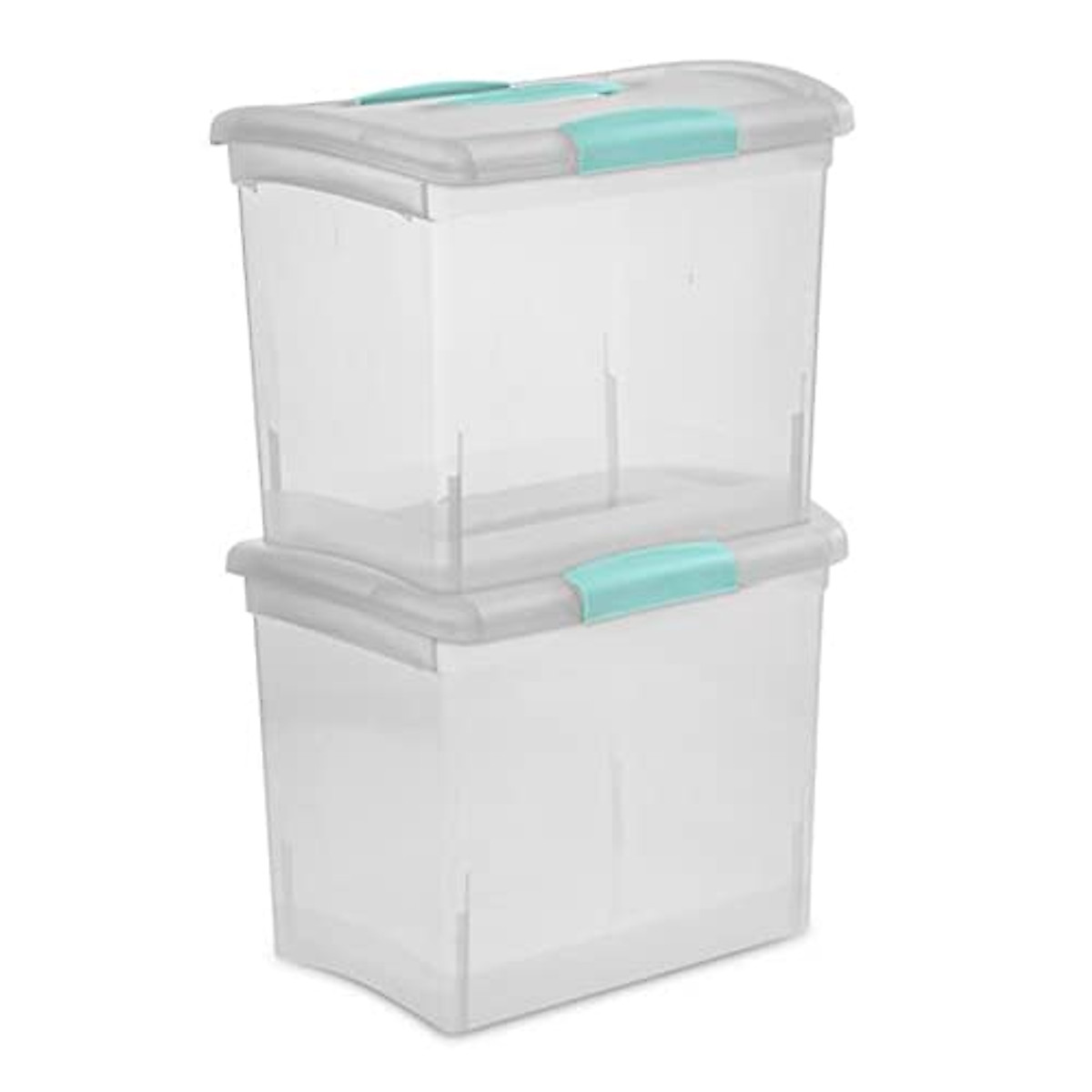 Sterilite Large Nesting ShowOffs Clear File Organizer Storage Box with Handle and Latches for Home, Office, Craft, Hobby, & Classroom, Clear (12 Pack)