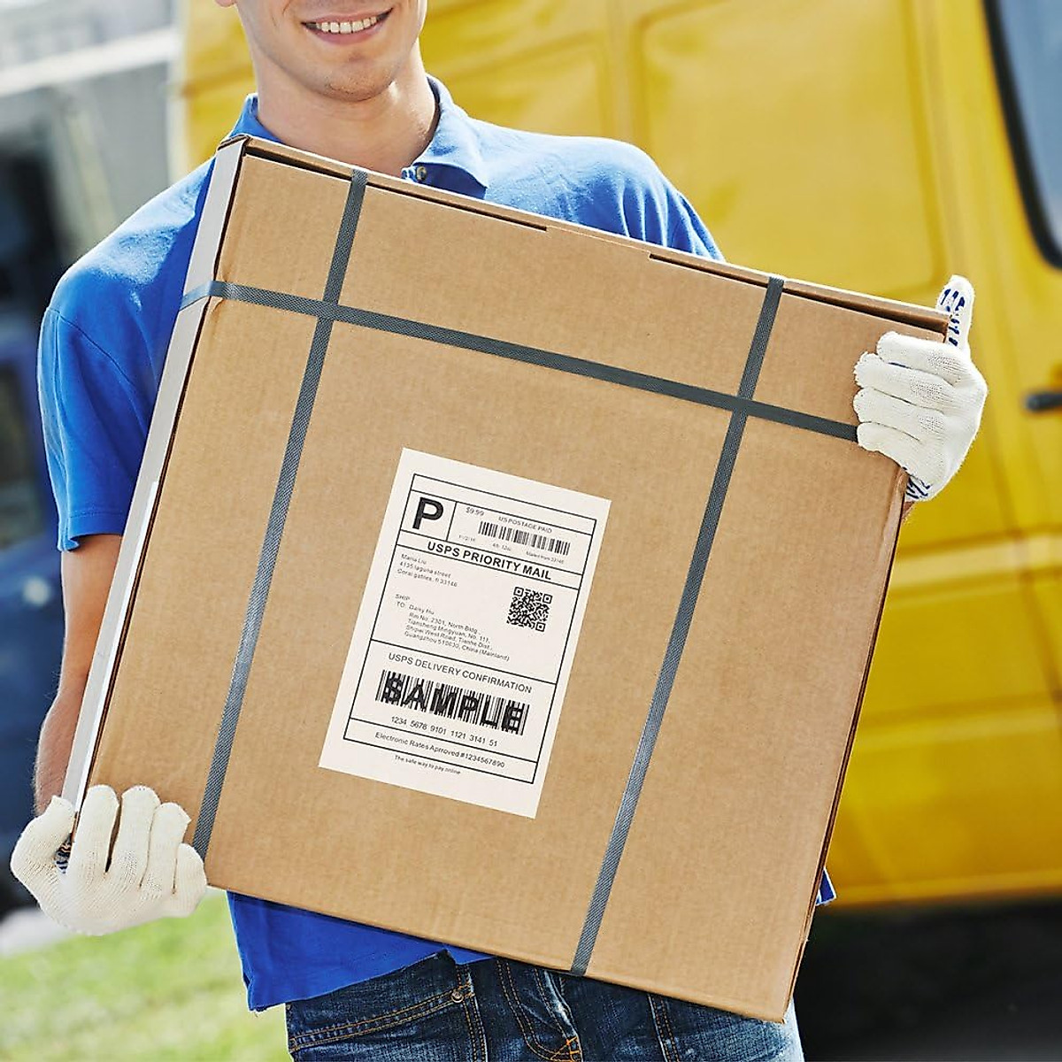 Fanfold 4”x 6” Direct Thermal Shipping Labels Self Adhesive, 500 Postage Mailing Labels for Thermal Printer, Fangtek Soonmark Zebra Compatible