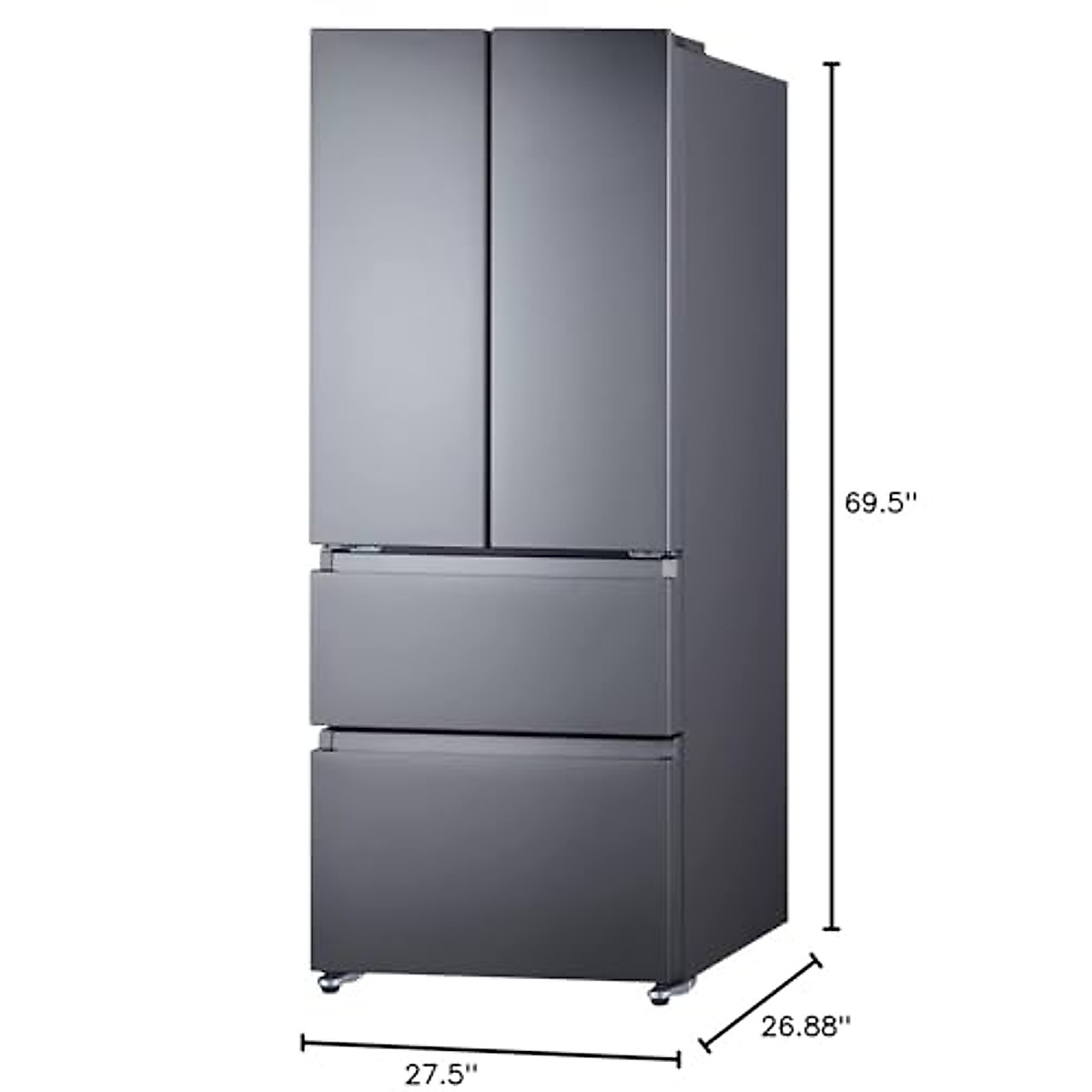 Summit Appliance FDRD152PL 27.5" Wide French Door Refrigerator-Freezer, Stainless Steel Look, Digital Controls, Interior LED Light, Open Door Alarm, No-frost Operation, Energy Saving Function