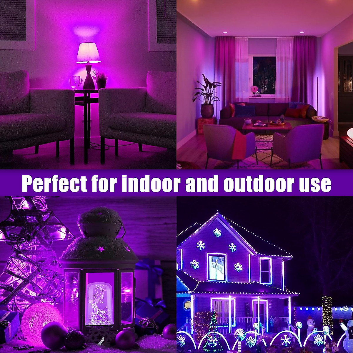 Bestview LED Flame Effect Light Bulbs,4 Modes Smart E26/E27 Base Flickering Fire Light Bulbs for Halloween, Christmas, Party, Porch, Indoor&Outdoor Home Decoration Lighting (Purple 2 Pack)