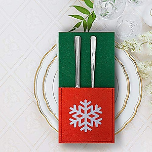 ziidoo 6Pcs Christmas Table Decorations,Christmas Silverware Holders,Cutlery Bags for Knife, Fork and Spoon in Xmas Party Dinner Table Dinnerware Decorations