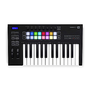 Novation Launchkey 25 (MK3) 25 Full Size Key MIDI Keyboard Bundle with Sustain Pedal and 4-Port USB 3.0 Hub (3 Items)