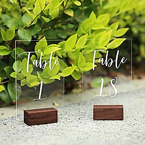 UNIQOOO 20 Pack Place Card Holders | Rustic Walnut Wood Escort Cards Display Stands | Table Number Sign Stand | Photo Stand | Perfect for Retail Shop Cafe Home Wedding Dinner Party Events Decoration