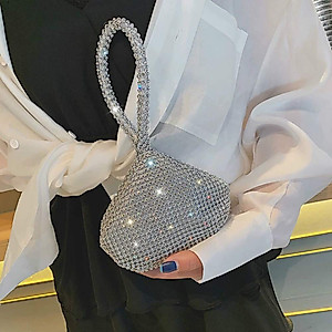 Kbinter Fashion Women Bridesmaid Lady Girl Bride Glitter Evening Clutch Bag for Prom Cocktail Party Wedding1920s Style (Silver)