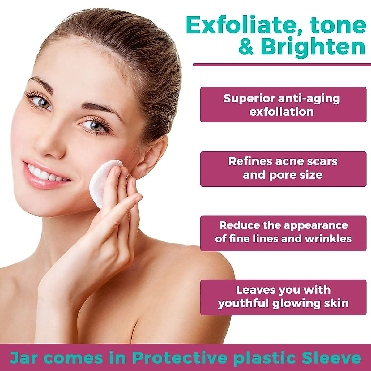 MAJESTIC PURE Glycolic Acid Pads for Face & Body - 20% Resurfacing Exfoliating Pads with Vitamin C,E,B5,AloeJuice, GreenTea & Rosemary Oil - For Skin Tone, Acne, Fine Lines & Dark Spots - Peel Pads 60