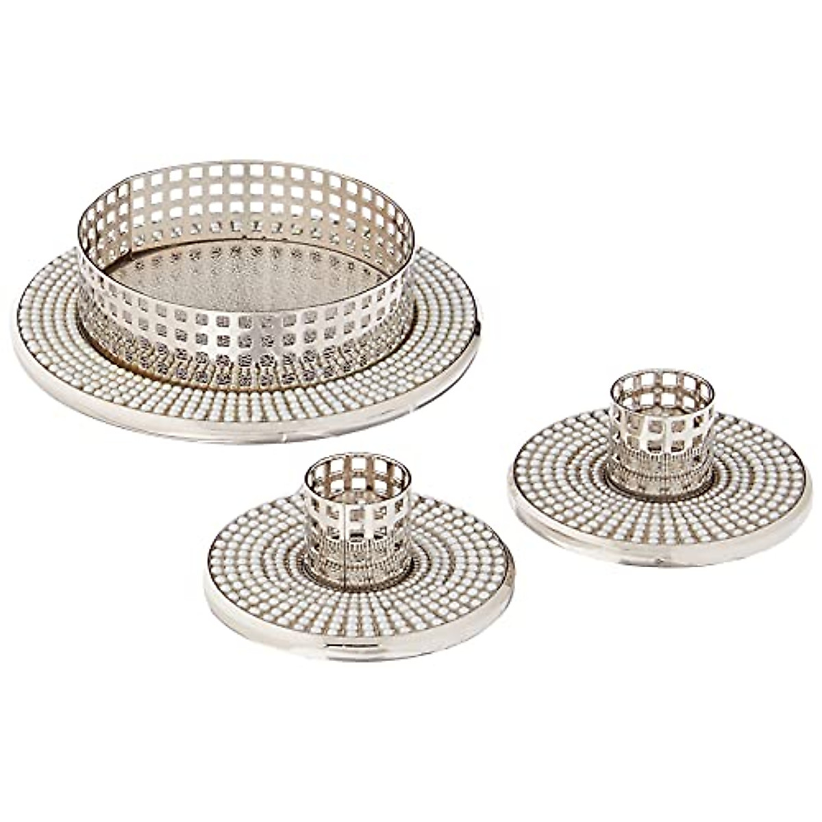 Hortense B. Hewitt Vintage Pearl Wedding Accessories Unity Candle Holders, Set of 3
