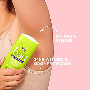 Ban Invisible Solid Antiperspirant Deodorant for Women and Men, 24-Hour Underarm Odor & Sweat Protection, Shower Fresh, 2.6 Oz, Pack of 4