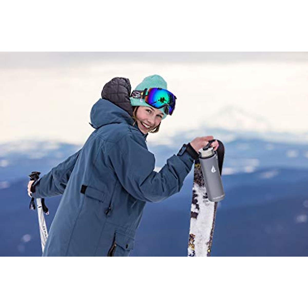 HYDRO CELL Stainless Steel Triple Insulated Water Bottle, 2 Lids (64oz 40oz 32oz 24oz 18oz 14oz) Metal Vacuum Flask with Modern Leakproof Sport Straw Design for Kids and Adults (Graphite 24oz)