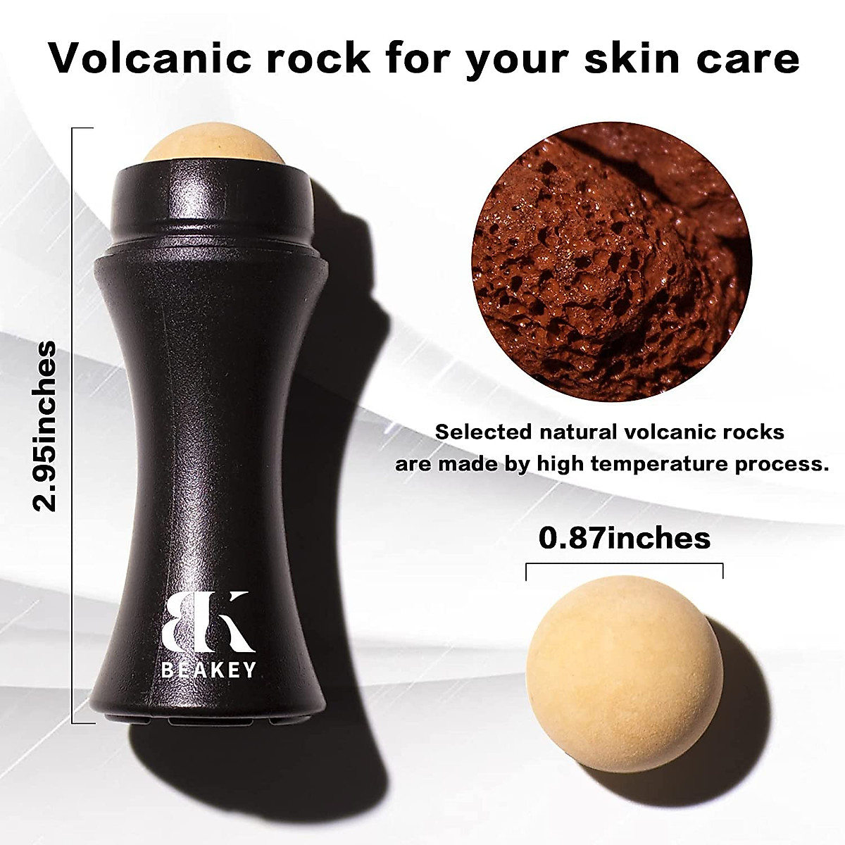 BK BEAKEY Oil-absorbing Volcanic Roller with Two Replaceable Volcanic Balls, Reusable On-the-Go Oil Control Roller, Instant Results Remove Excess Shiny
