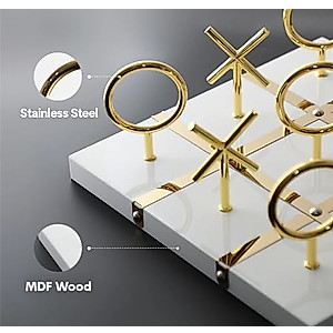 Deluxe Edition Tic Tac Toe Board Game for Family Night, Unique, Living Room Office Decor, Handmade with Wood and Steel