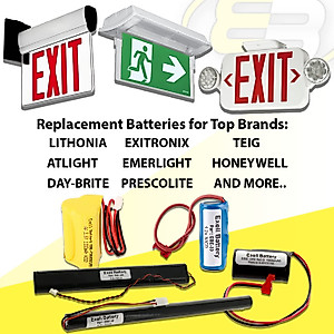 (2-Pack) Emergency Lighting/Exit Lighting/Fire Exit Sign/Fire Exit Light Battery Fits and Replace CUSTOM-123, BEL-123, ANIC0546, LITHONIA 277ELNF, LITHONIA ELB-4865N, LITHONIA ELB4865N, LESB1R