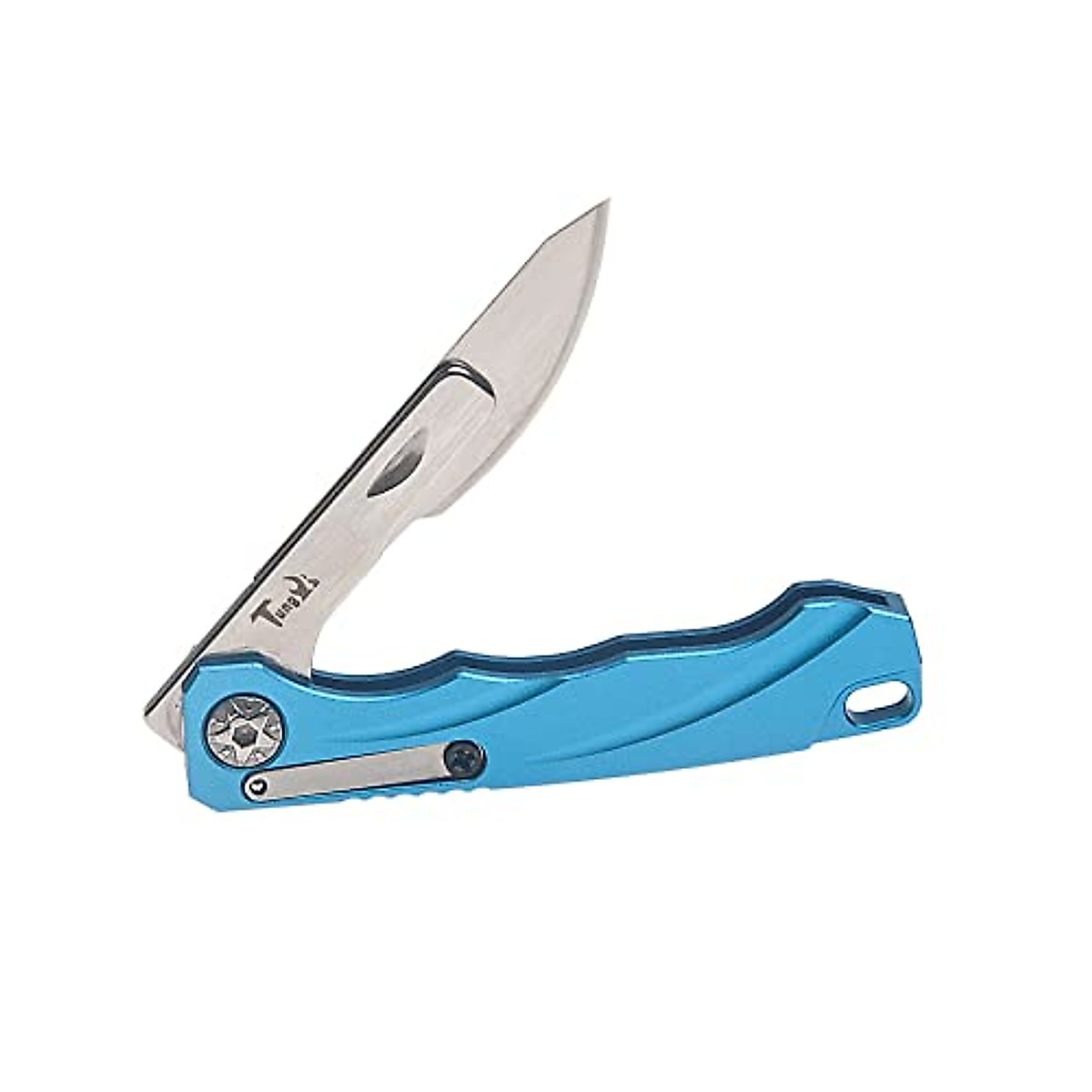 Tungyi Daily Pocket Folding Utility Knife with Key Ring and 10 Replaceable Quick Change Blades, Ultra Compact and Lightweight (Blue)