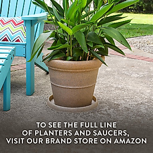 The HC Companies 15 Inch Terrazzo Round Premium Plant Saucer - Indoor Outdoor Plant Trays for Pots - 15.25"x15.25"x1.35" Black Granite