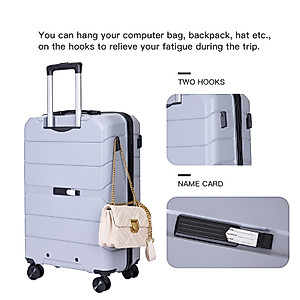 Tripcomp Luggage Sets Hardshell Travel Durable Suitcase Sets with Spinner Wheels TSA Lock, Carry-on,Luggage 3piece Set (20inch/24inch/28inch) (Silver)