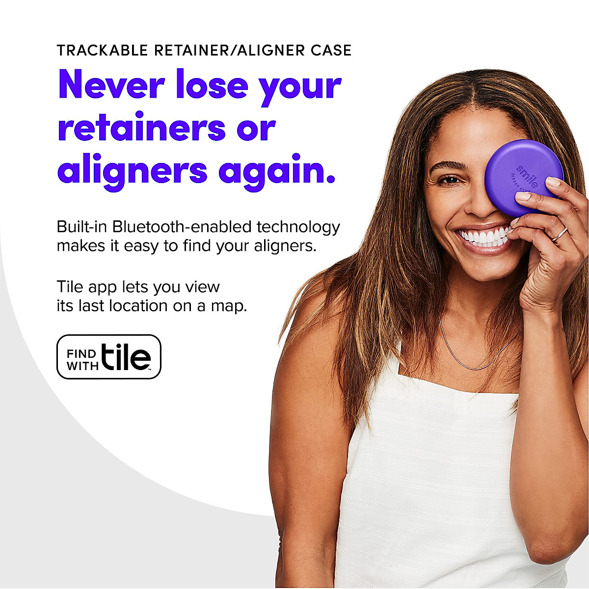 SmileDirectClub Trackable Retainer/Aligner Case Powered by Tile - Item Locator and Finder for Retainers and Aligners