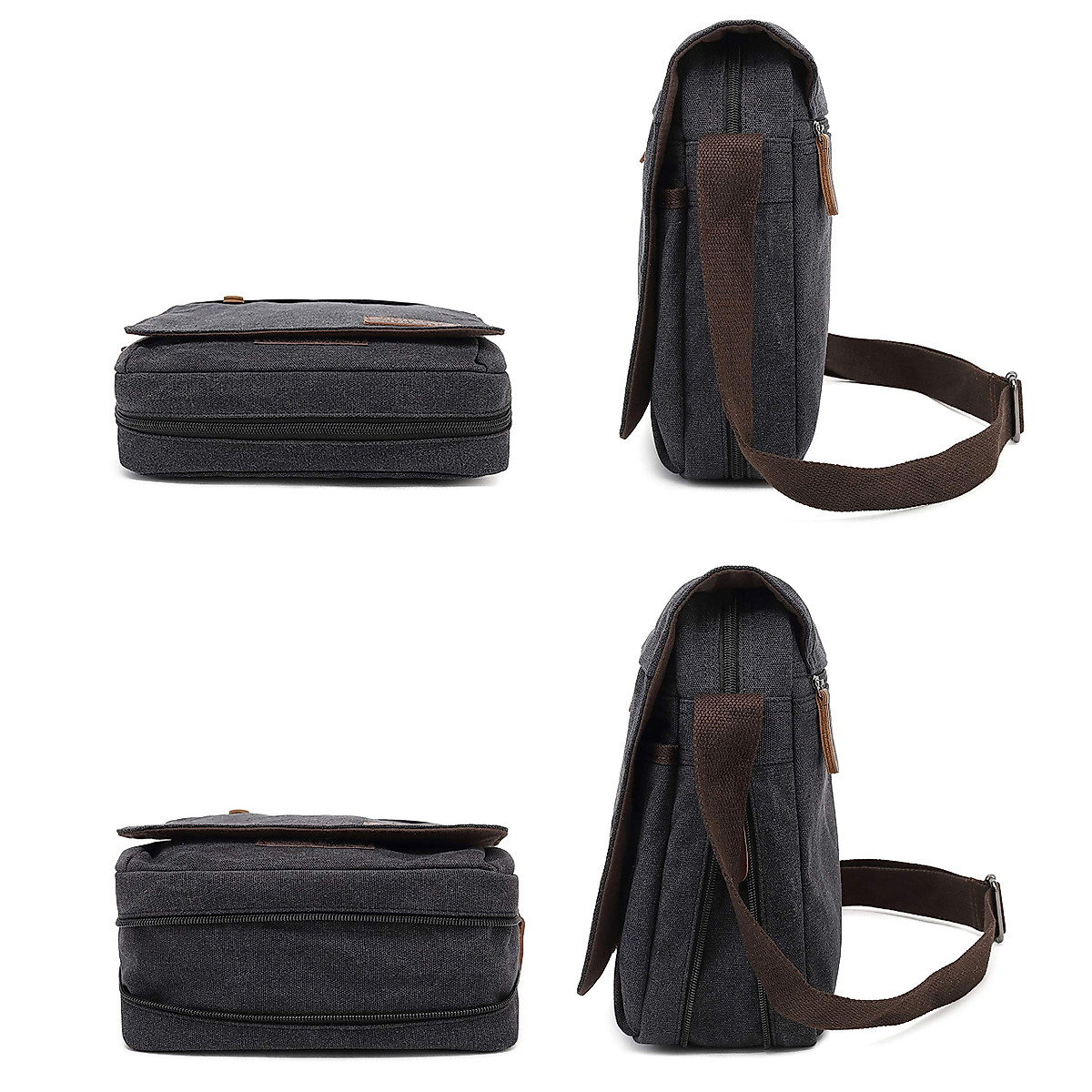 Sechunk Middle Vintage Canvas Messenger Cross body bag Shoulder bag (Green, middle)