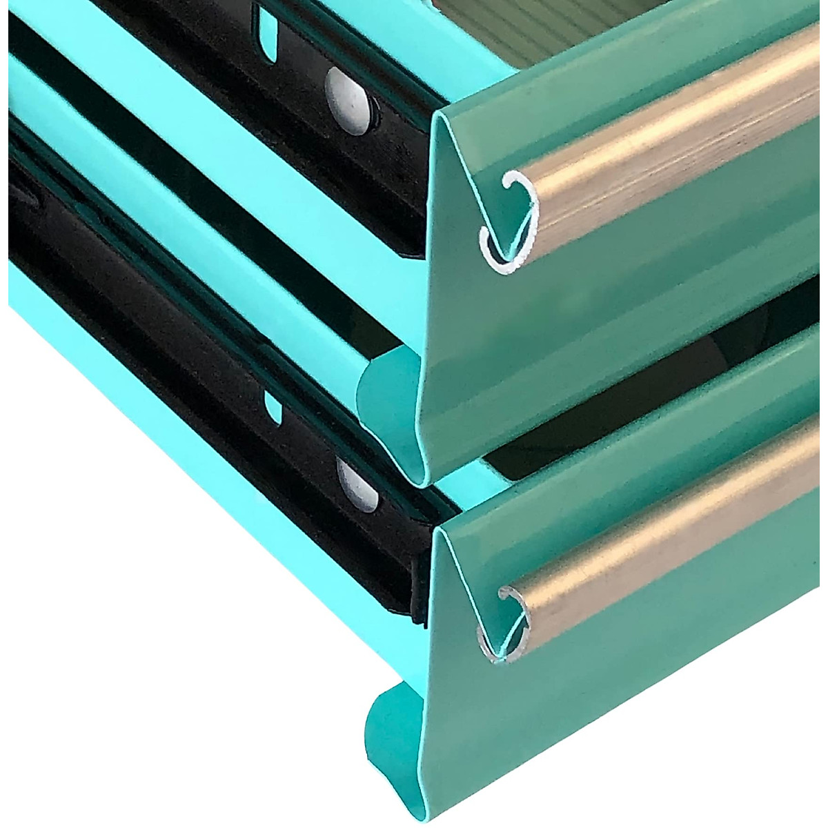 Apollo Tools 14 Inch Steel Tool Box with Deep Top Compartment and 2 Drawers in Heavy-Duty Steel With Ball Bearing Opening and Powder Coated Finish - Aqua Green - DT5010-GR