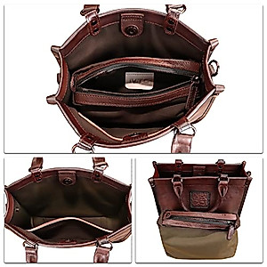 Genuine Leather Top Handle Handbag Purse for Women Vintage Over the Shoulder Bag Handmade Crossbody Satchel (Coffee)
