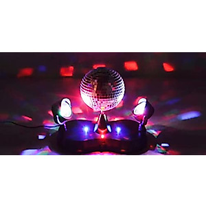Lightahead LED Peak Due Rotating Mirror Disco Ball with 2 Adjustable LED Light Projector Lamps