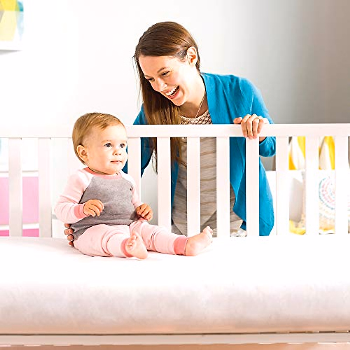 Lullaby Earth Non-Toxic Crib Mattress - Waterproof - Fits Standard Baby and Toddler Bed, White