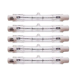 CTKcom 150-Watt 3.1-Inch T3 Halogen Light Bulbs(5 Pack) - J Type 78mm Double Ended 120 Volts 150 Watt T3 Halogen Bulb R7S Double Ended Filament Flood Lights Quartz Tube Lamps,5 Pack