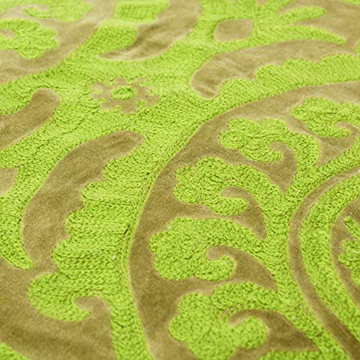 Creative Co-Op Cotton Velvet Lumbar Embroidery, Green Pillow