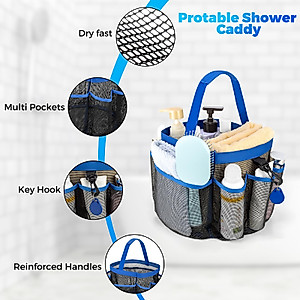 CDDLR Mesh Shower Caddy Portable for College Dorm Room Essentials,Shower Caddy Dorm with 8-Pocket Large Capacity,Quick Dry Shower Caddy Bag for Bathroom, Beach,Gym