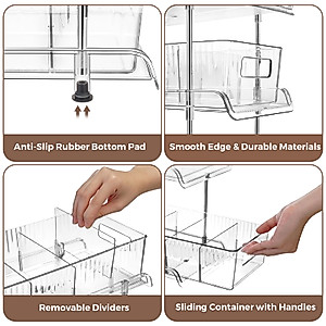 XINYA BAO 3 Tier Clear Bathroom Organizer, With Dividers, Multi-Purpose Pull-Out Pantry Organization and Storage, Under Sink Closet Organizers and Storage, Skincare Cosmetic Organizer Medicine Bins