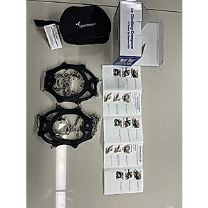 Crampons Ice Cleats, Sportneer Snow Cleats for Shoes and Boots Ice Shoes Grippers with 19 Stainless Steel Spikes Crampons for Hiking Boots Women Men Hiking Fishing Walking